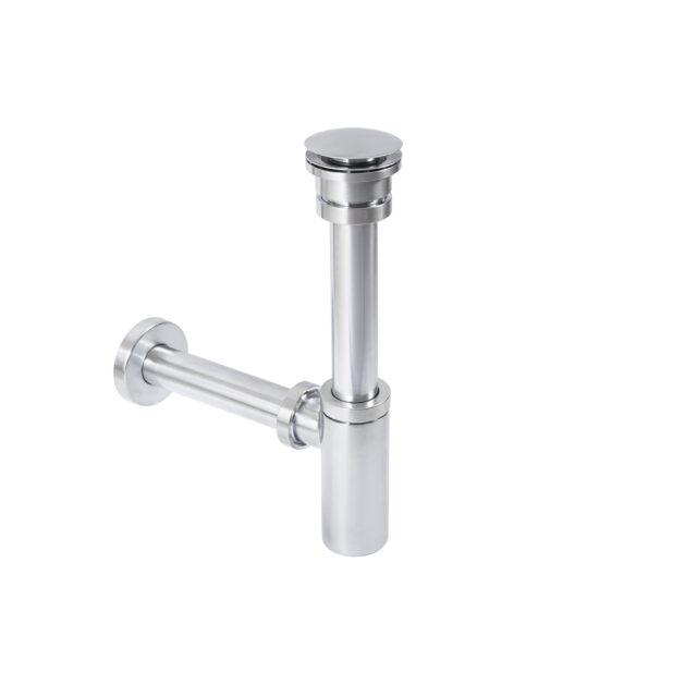 Jasper Waste & Trap in Brushed Chrome | London Basin Company